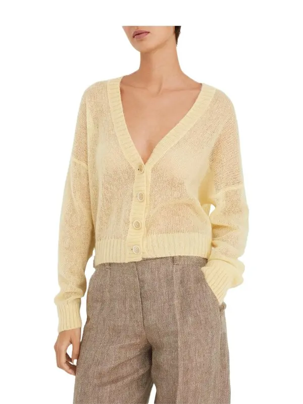 Brunello Cucinelli Drop-shoulder Mohair-blend Cardigan - Yellow