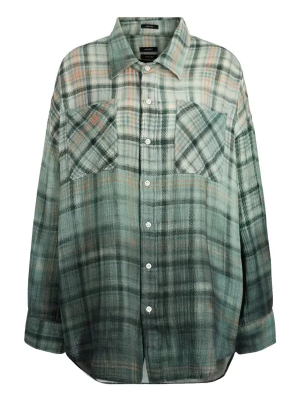 R13 Drop Neck Plaid Shirt - Green