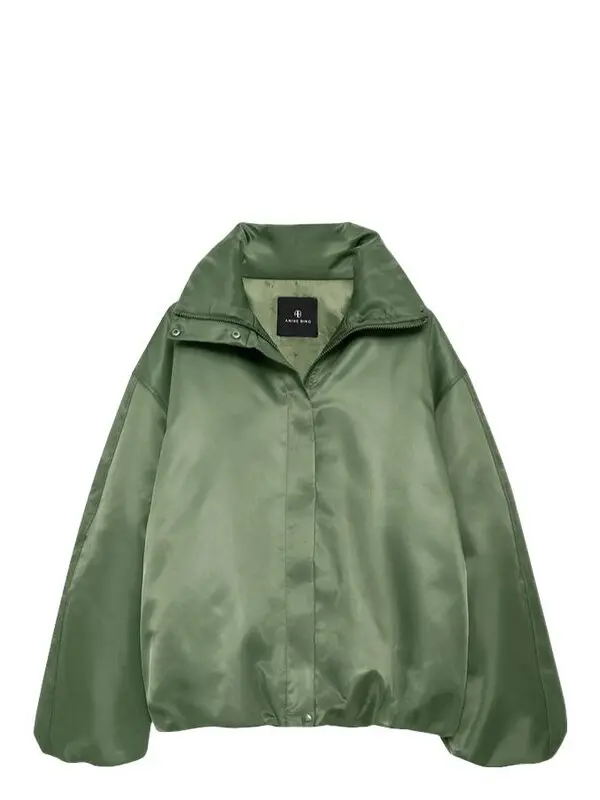 ANINE BING Funnel Neck Zip Up Jacket - Green
