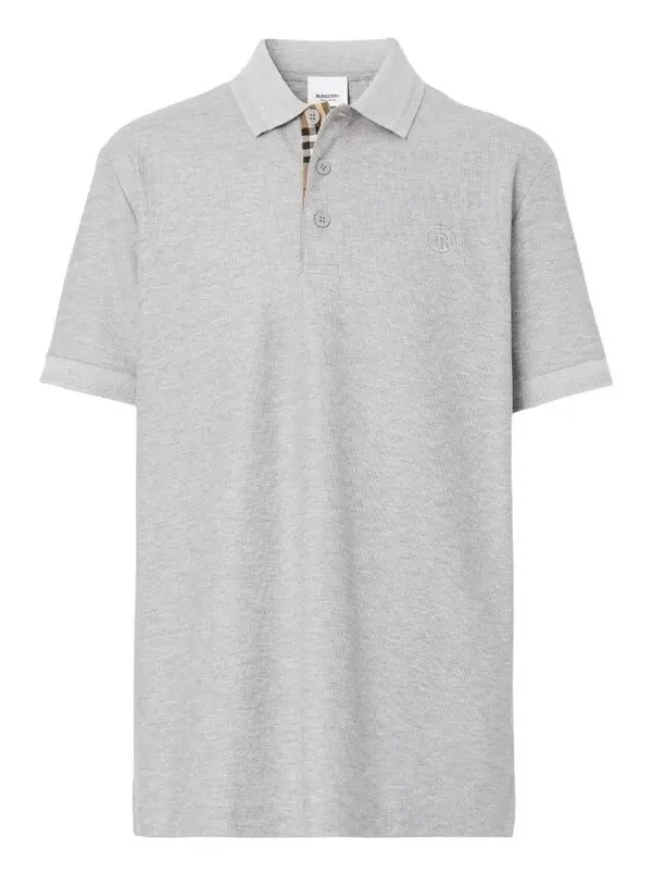 Burberry Logo-embroidered Short Sleeved Polo Shirt - Gray