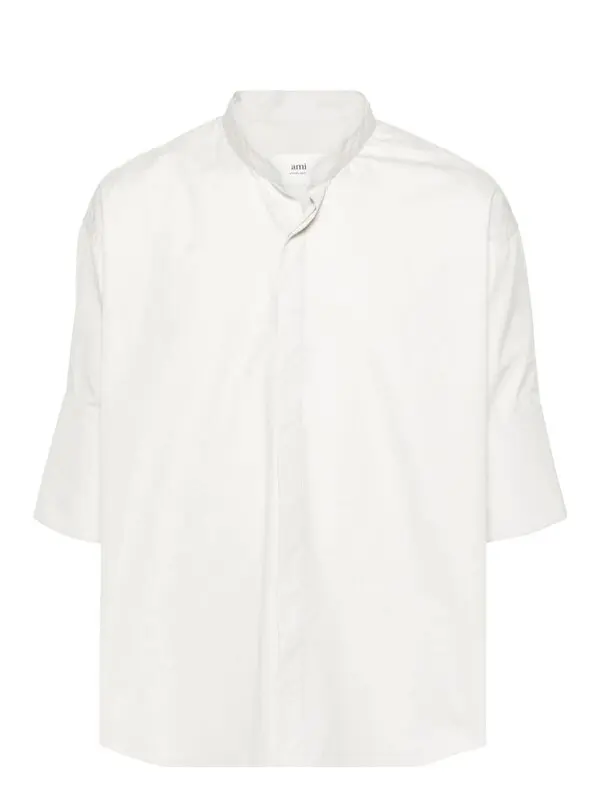 Ami Mandarin Collar Buttoned Shirt - White