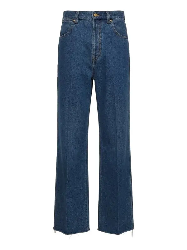 Gucci Raw Cut Hem Wide Leg Jeans - Blue