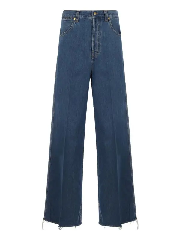 Gucci Raw Cut Hem Wide Leg Jeans - Blue