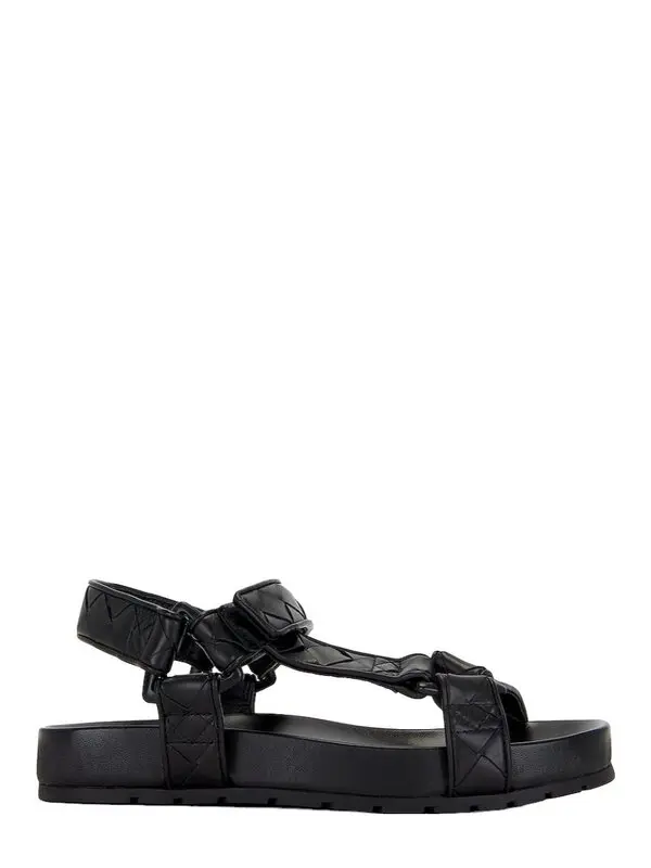 Bottega Veneta Intrecciato Open Toe Flat Sandals - Black