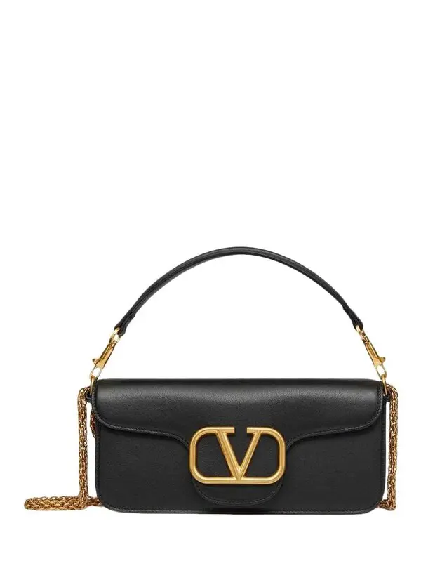 Valentino Garavani Vlogo Signature Foldover Shoulder Bag - Black
