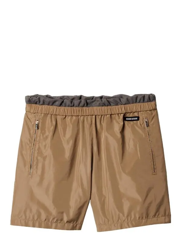 Miu Miu Technical Silk Bermuda Shorts - Sesame Color