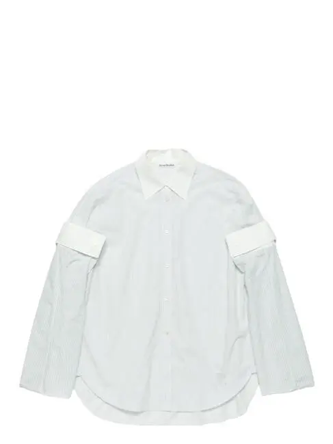 Acne Studios Striped Button-up Layered Shirt - Olive Green/white
