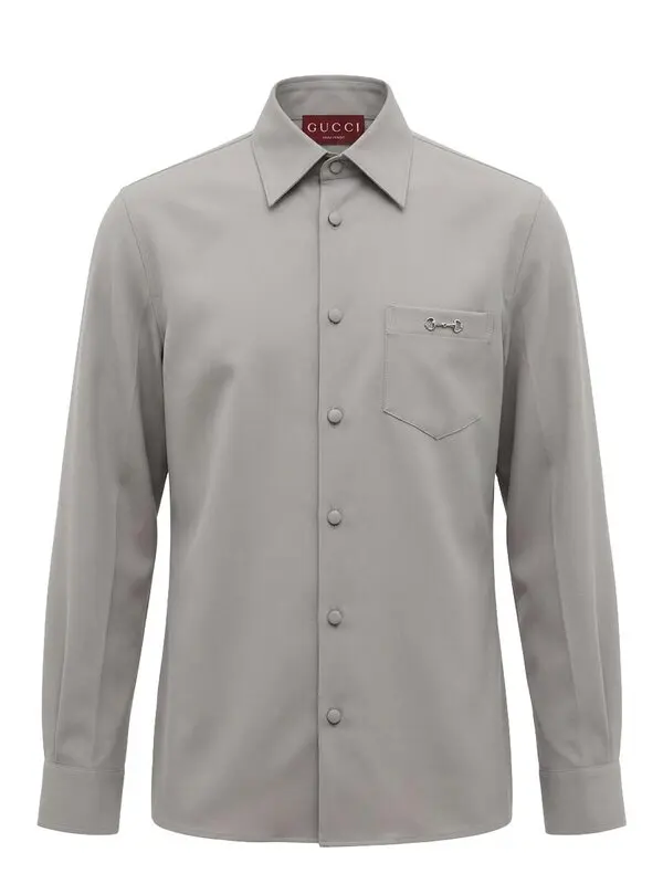 Gucci Horsebit Technical Panama Shirt - Light Gray