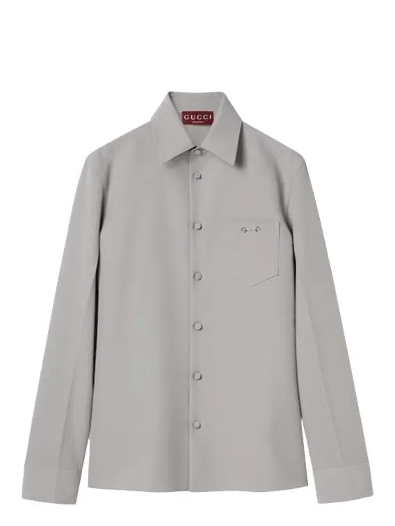 Gucci Horsebit Technical Panama Shirt - Light Gray