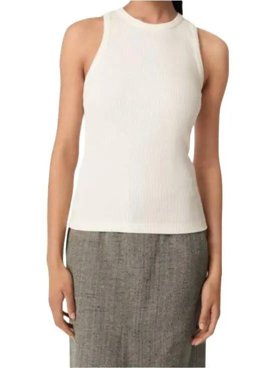 Bottega Veneta Cotton Rib Jersey Tank Top - Chalk Color