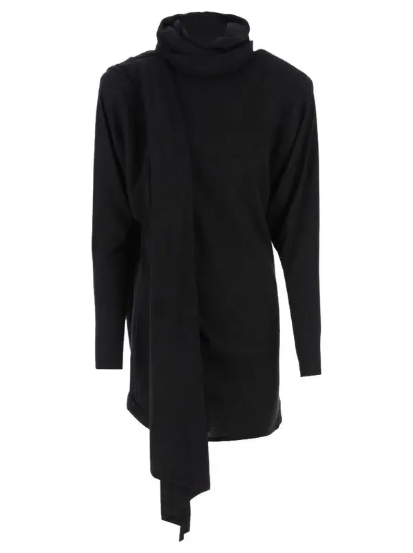 Saint Laurent Long-sleeved Hooded Dress - Black