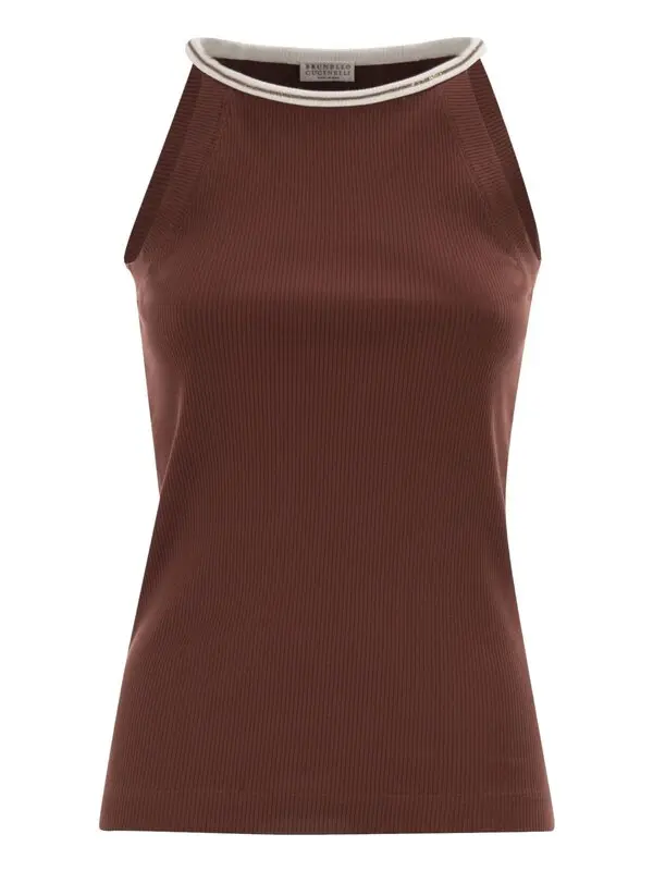 Brunello Cucinelli Ribbed Crewneck Tank Top - Red