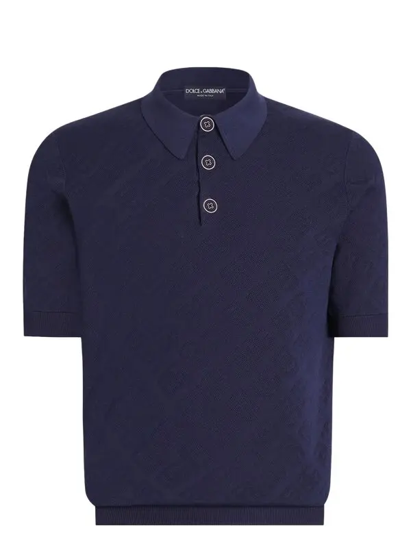Dolce & Gabbana Dolce Gabbana Monogram Jacquard Polo Shirt - Black