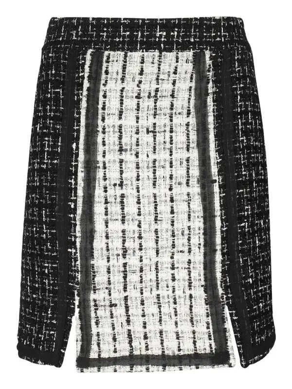 Karl Lagerfeld High Waist Tweed Skirt With Side Slits - Black
