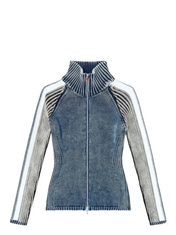 DIESEL® M-estrella High-neck Jacket With Sporty Stripes - Blue/white