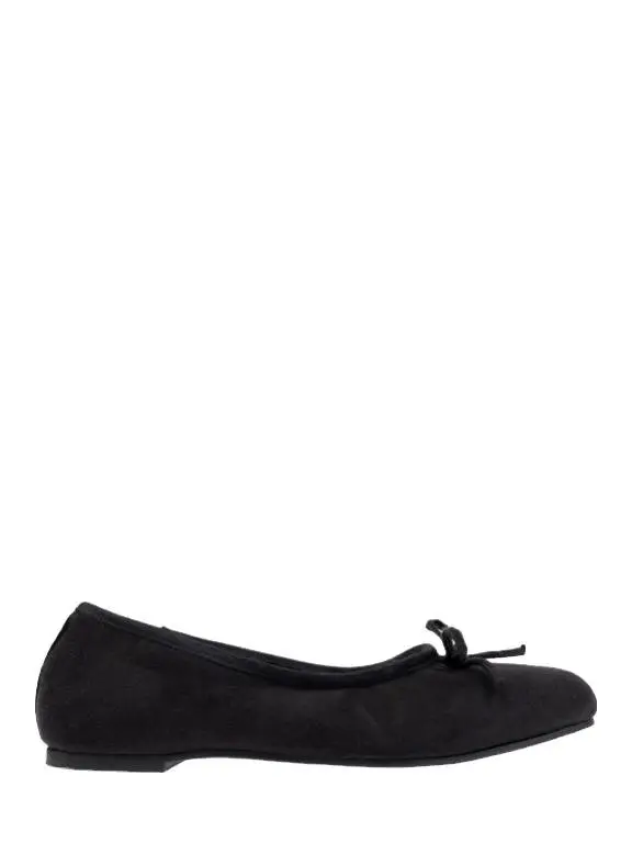 Balenciaga Faux Satin Ballet Flats With Bow Detail - Black