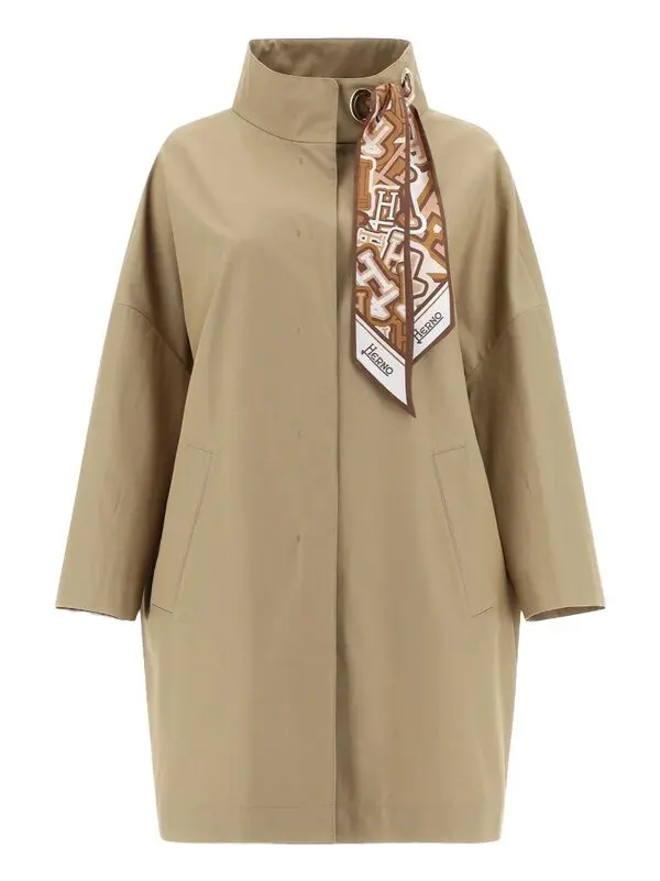 Herno Trench Coat With Removable Scarf - No