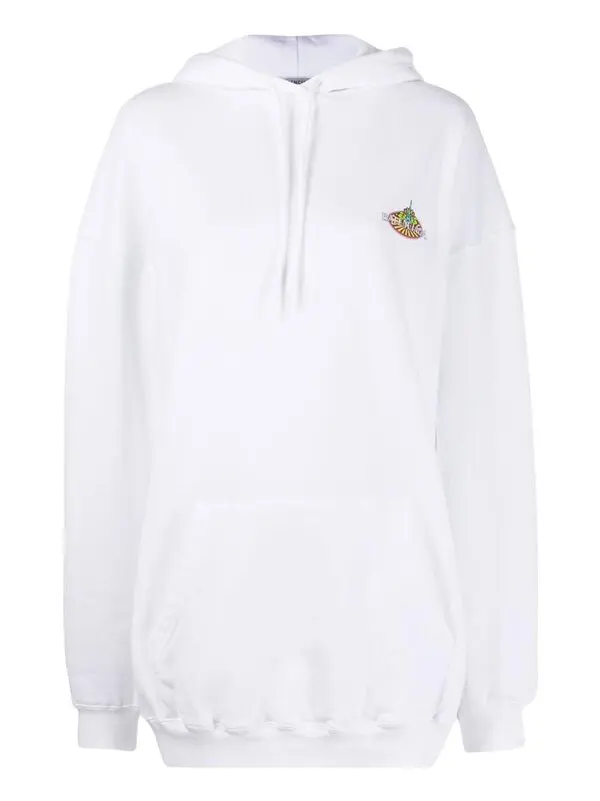 Balenciaga Logo Hooded Long Sleeve Sweater - White