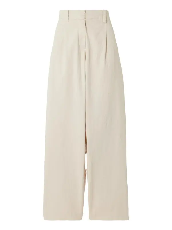 Brunello Cucinelli Pleated Wide-leg Trousers - Cream