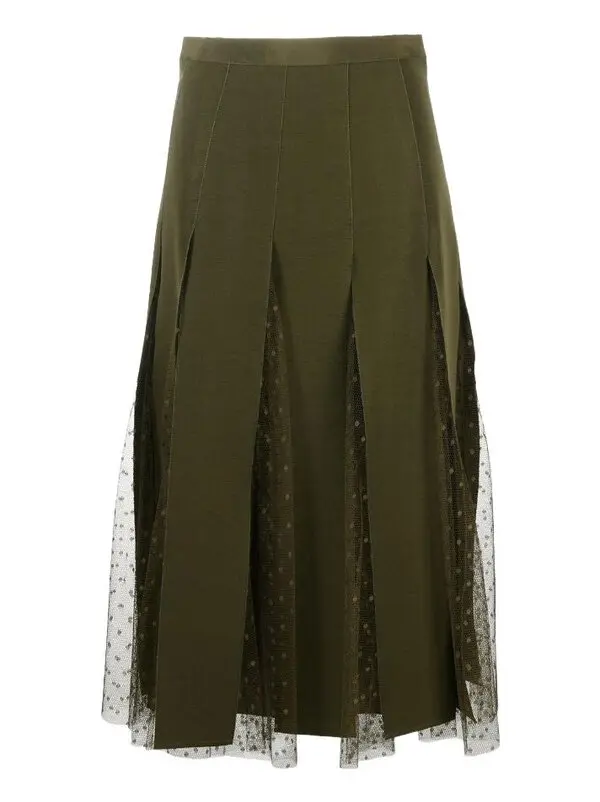 Red Valentino Pleated Tulle Skirt - Green