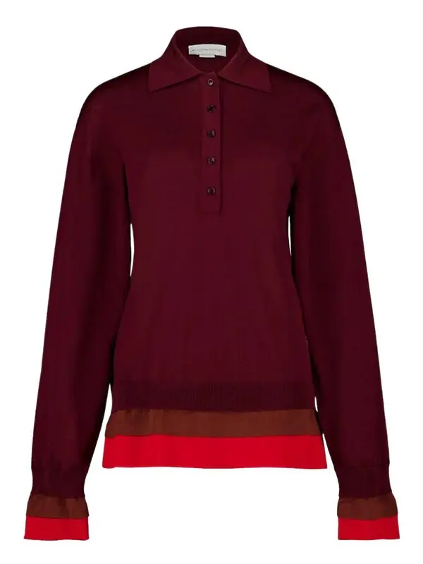Stella McCartney Long Sleeve Wool Polo Shirt - Brown