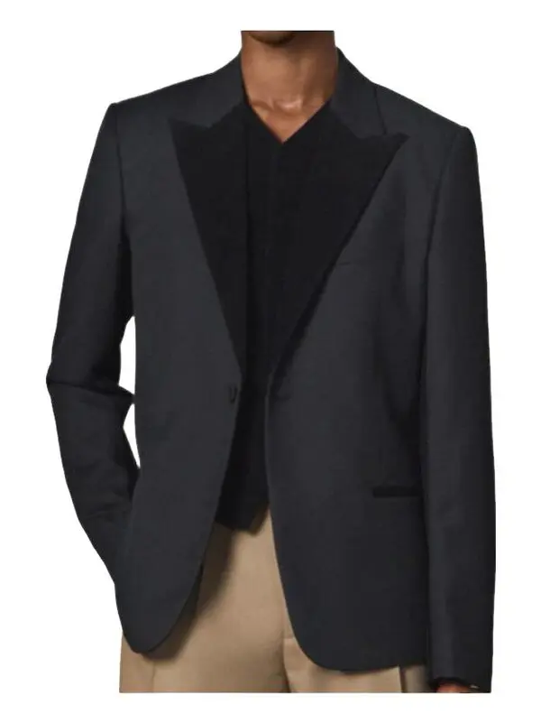 Dior Single-breasted Jacket With Velvet Details - Black