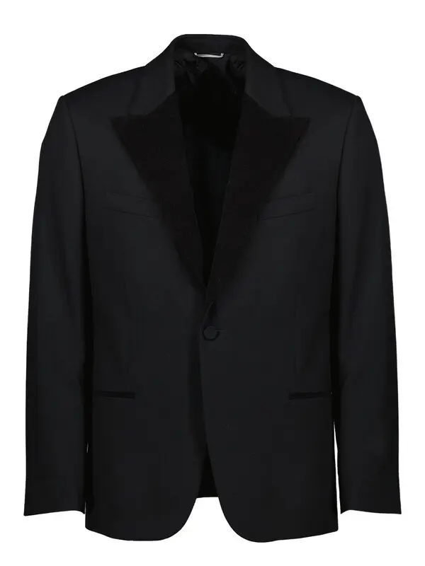 Dior Single-breasted Jacket With Velvet Details - Charcoal