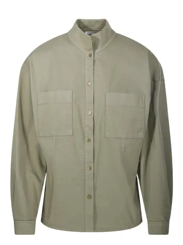 FORTE_FORTE High Collar Long Sleeve Shirt - Nude