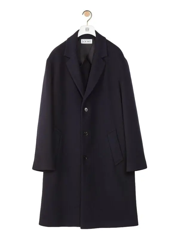 Loewe Long-sleeved Notch Lapel Coat - Navy Blue