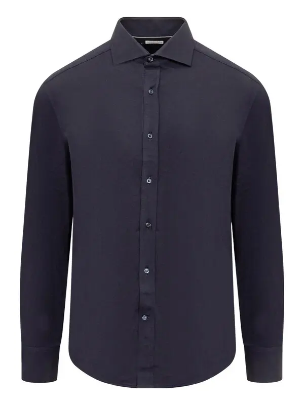 Brunello Cucinelli Collared Long-sleeved Shirt - Black