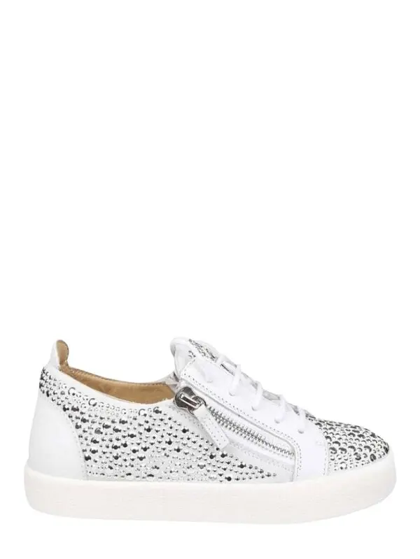 GIUSEPPE ZANOTTI Embellished Round Toe Sneakers - White