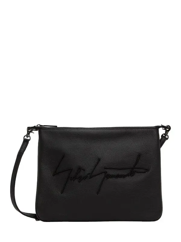 Yohji Yamamoto Embroidered Cross Body Bag - Black