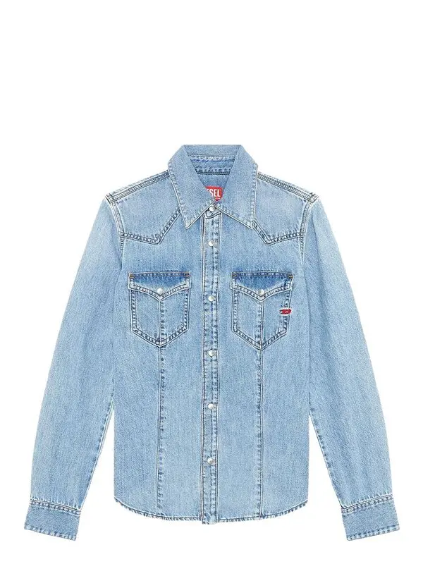 DIESEL® Long-sleeved Denim Shirt With Chest Pockets - Blue