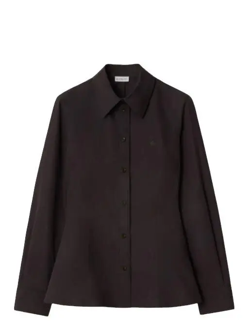 Burberry Fitted Waist Shirt With Embroidery - Tree Bark Brown