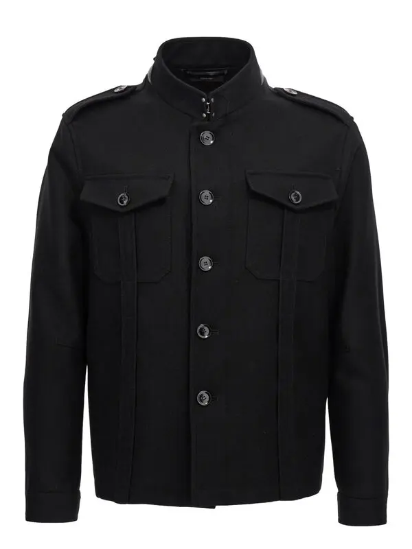 TOM FORD Japanese Jacket With Stand Collar And Front Buttons - Black