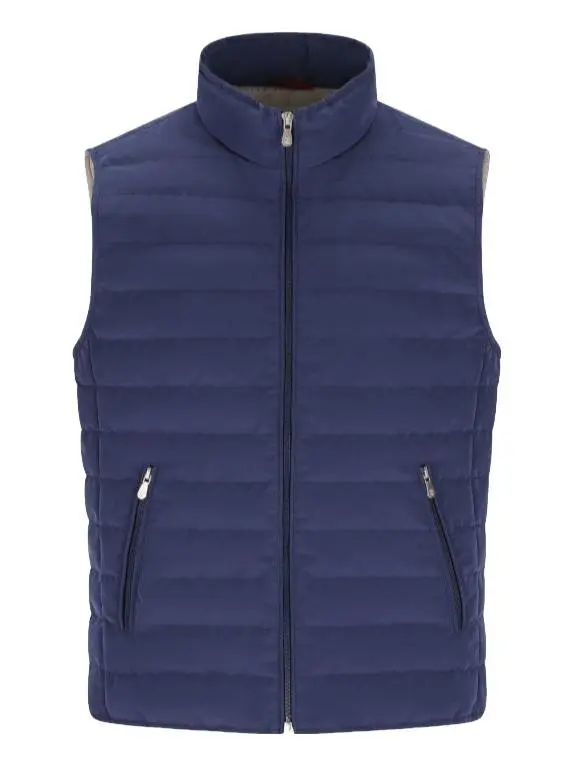 Brunello Cucinelli Bonded Zip-up Padded Vest - Blue