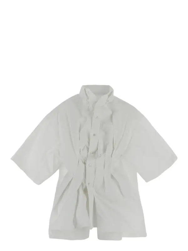 MAISON MARGIELA Ruched Collared Short-sleeve Shirt - White