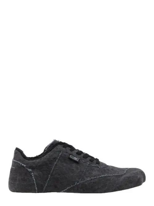 MAISON MARGIELA Frayed-trim Lace-up Canvas Sneakers - Black