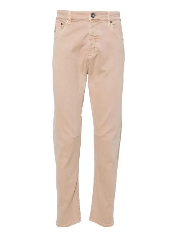 Brunello Cucinelli Straight Leg Jeans With Logo Detailing - Nude
