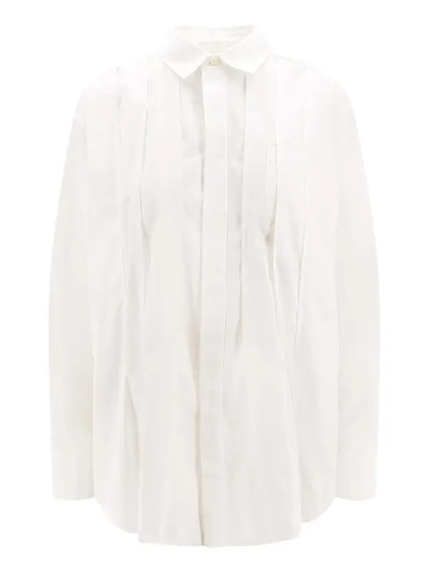 Sacai Collared Pleated Long-sleeved Shirt - White