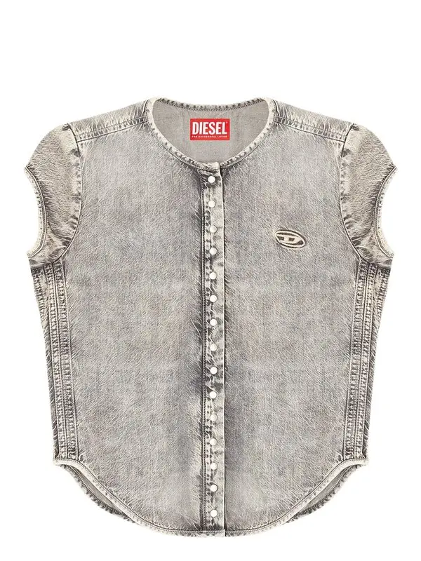 DIESEL® De-roset-s Short-sleeve Denim Shirt - Gray