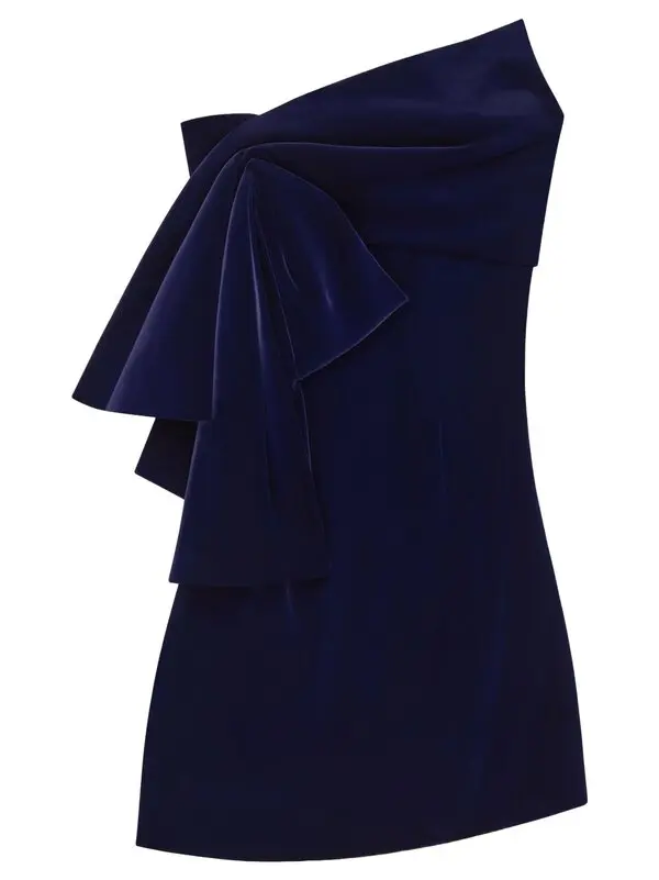 Givenchy Velvet Bustier Dress With Oversized Bow - Deep Navy Blue