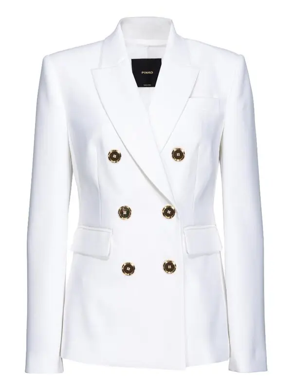 Pinko Double-breasted Blazer - White