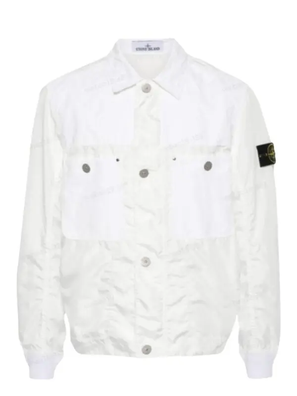 Stone Island Long Sleeve Casual Jacket With Lapels And Chest Pockets - White