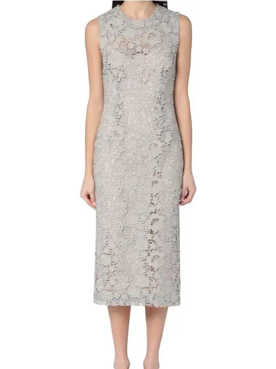 P.a.r.o.s.h Lace Midi Dress - Grey