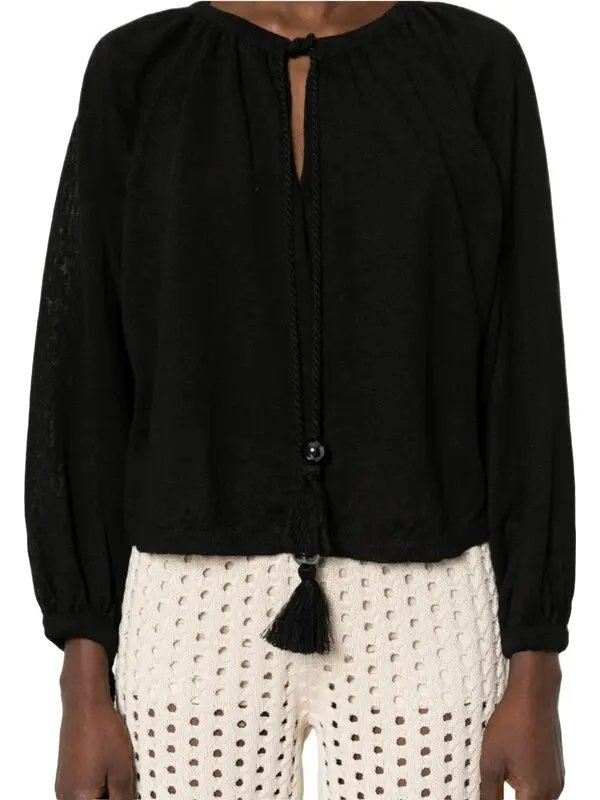Max Mara Drawstring Long-sleeved Top - Black