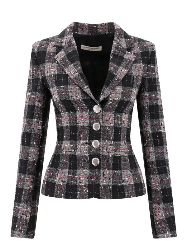 Alessandra Rich Checked Single-breasted Blazer - Black
