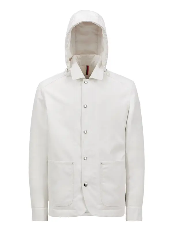 Moncler Buffaure Hooded Down Shirt Jacket - White
