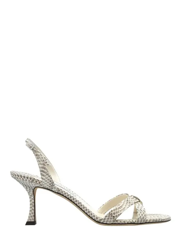 JIMMY CHOO Elsy 70 Printed Heeled Sandals - Cream