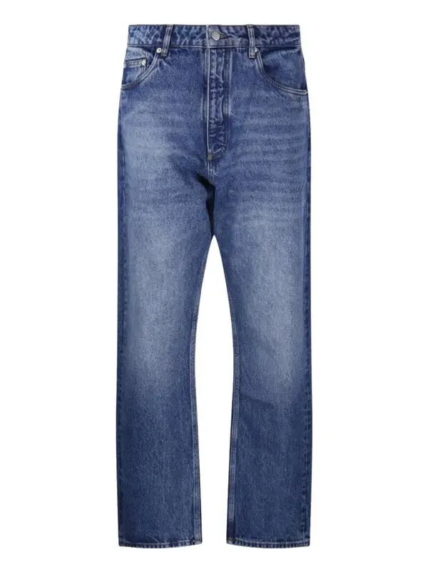 Studio Nicholson Riso Logo Patch Straight Leg Jeans - Blue
